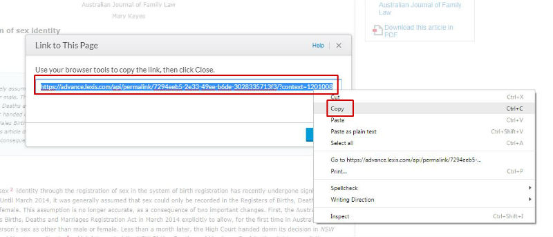 LexisAdvance linking - Library